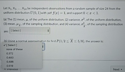 Solved Let x1,x2,dots,x24 ﻿be independent observations from | Chegg.com