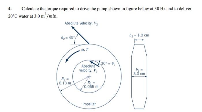 4. Calculate the torque required to drive the pump | Chegg.com