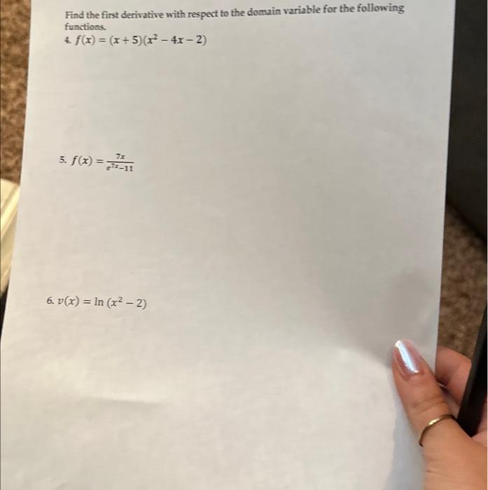 Solved Find the first derivative with respect to the domain | Chegg.com