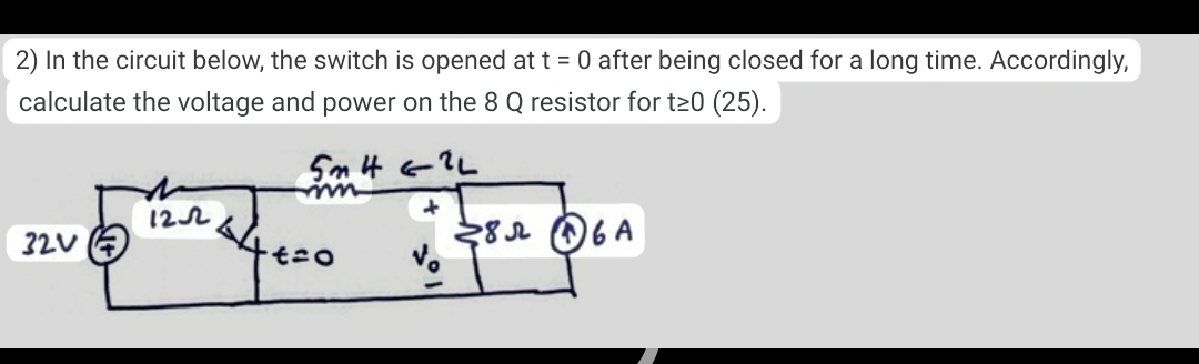 Solved In the circuit below, the switch is opened at t=0 | Chegg.com
