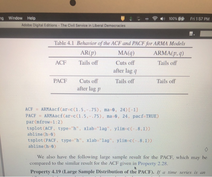 4.4. (a) Compare the theoretical ACF and PACF of an | Chegg.com