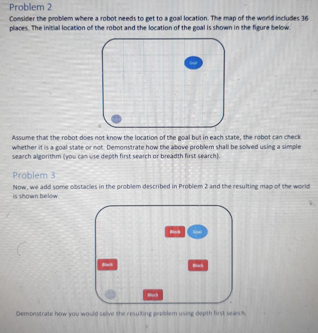Solved Consider the problem where a robot needs to get to a | Chegg.com