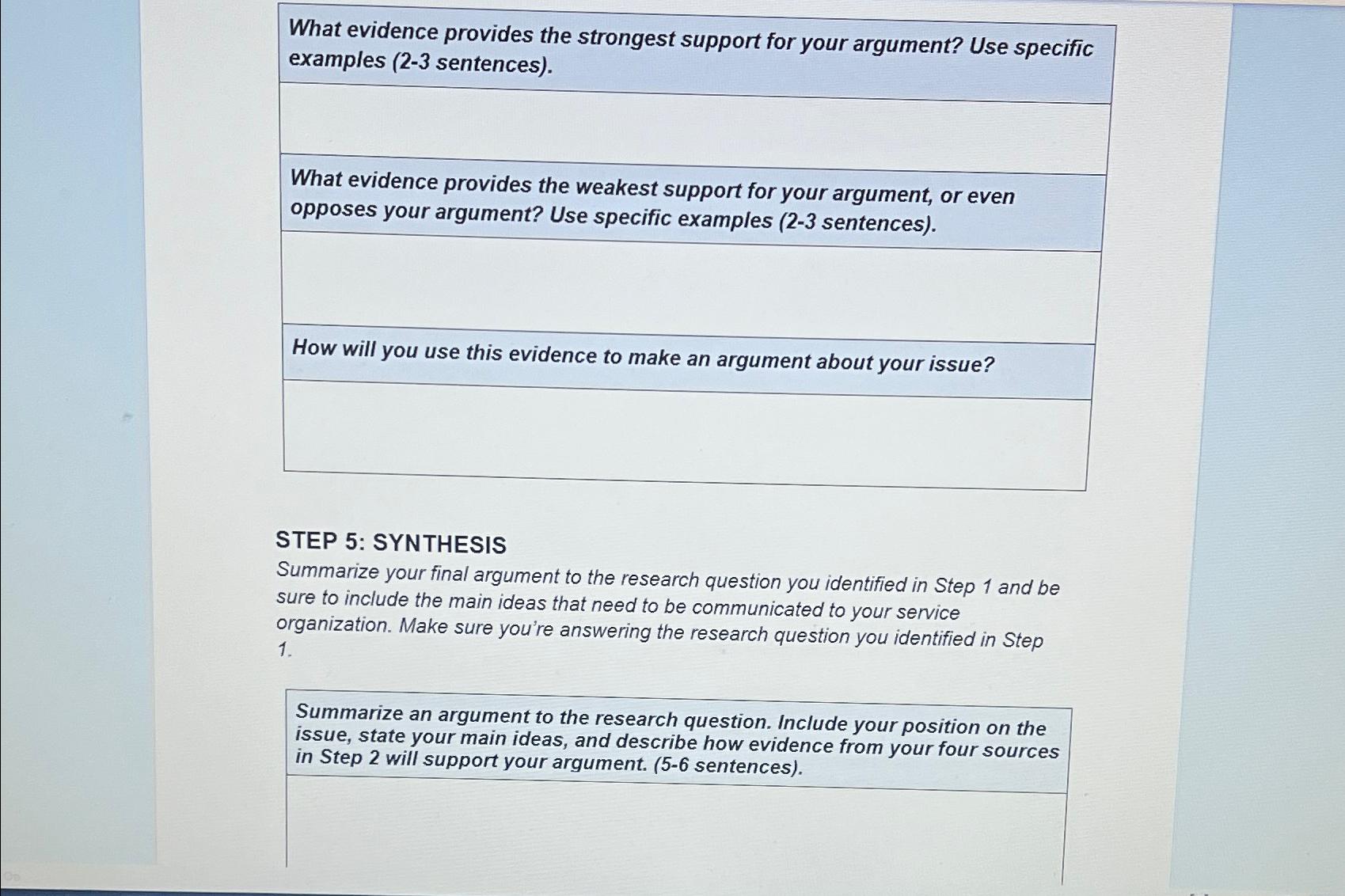 Solved What evidence provides the strongest support for your | Chegg.com