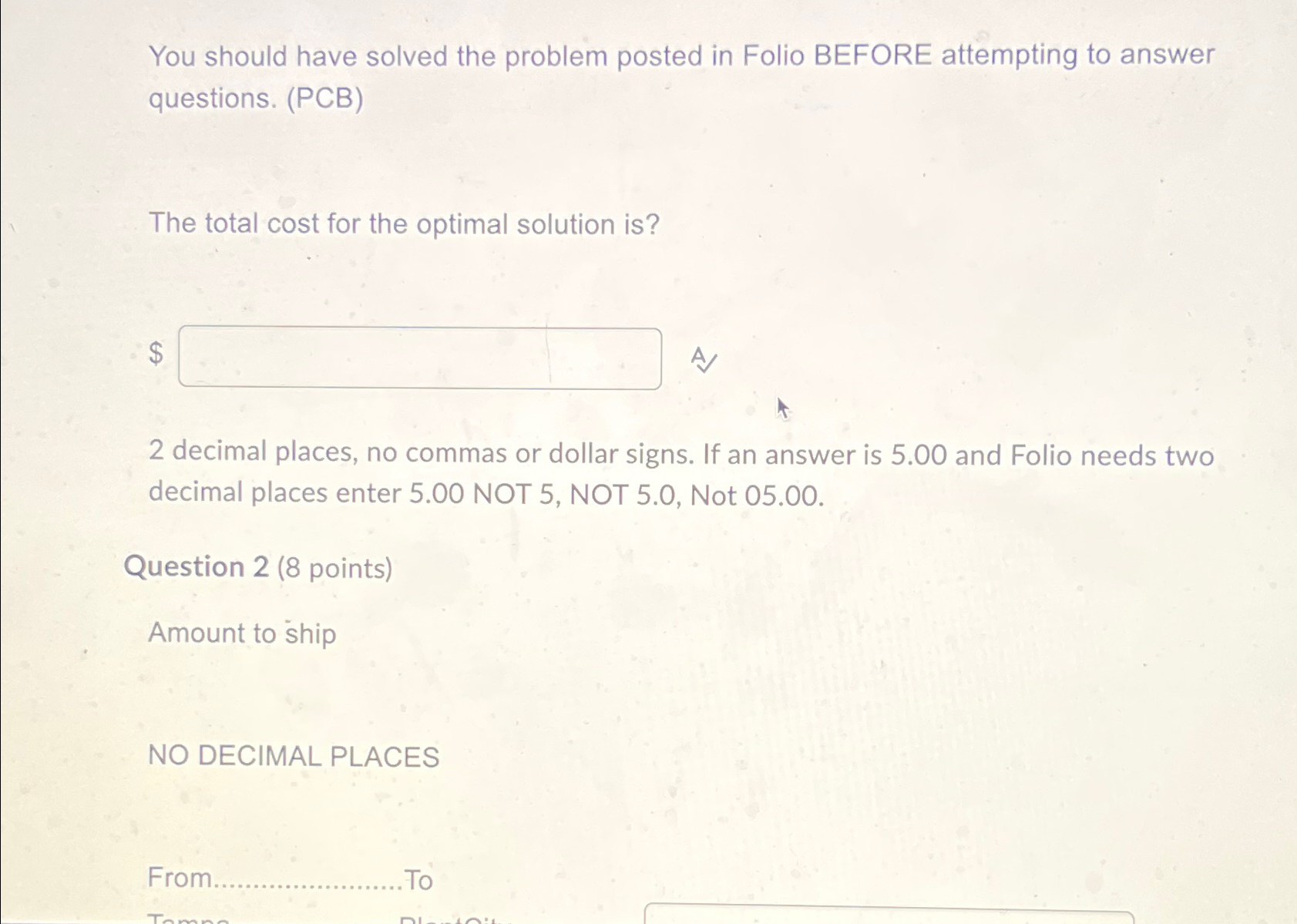Solved You should have solved the problem posted in Folio | Chegg.com
