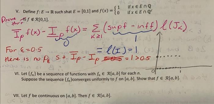 Solved V. Define f:E→R such shat E=[0,1] and f(x)={10 if | Chegg.com