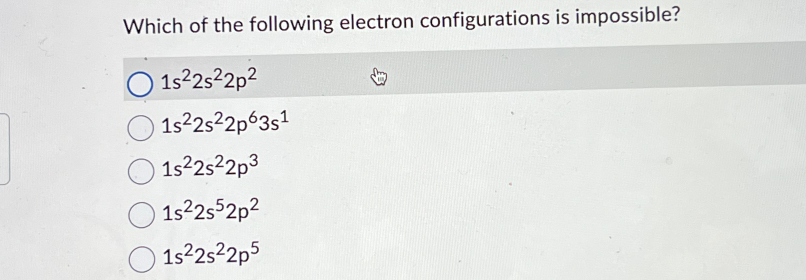 Which Of The Following Electron Configurations Is