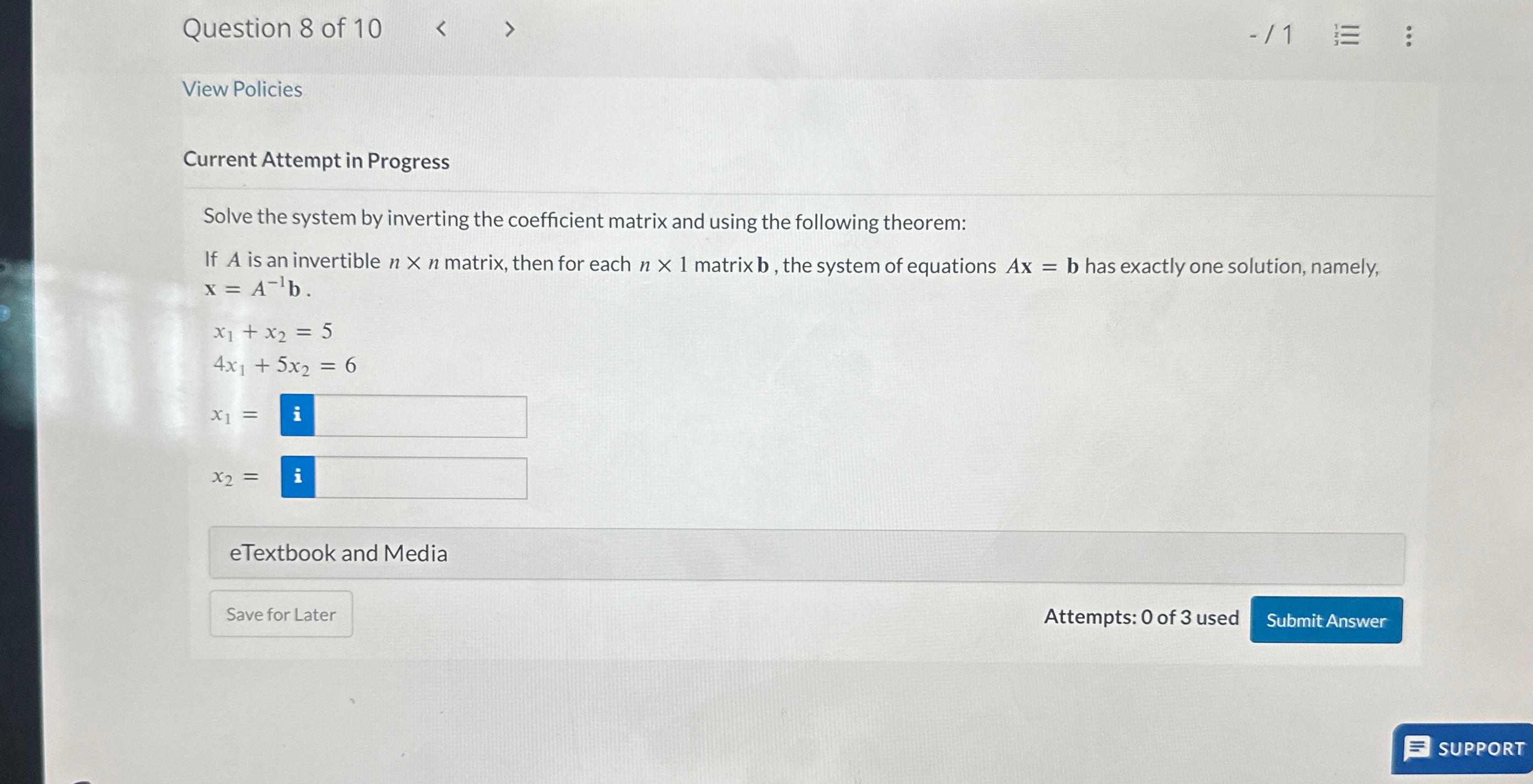Solved Question 8 ﻿of 10View PoliciesCurrent Attempt in | Chegg.com