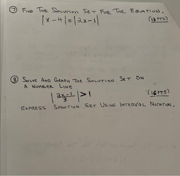 Solved (7) Find The Solution Set fur the Equation. | Chegg.com