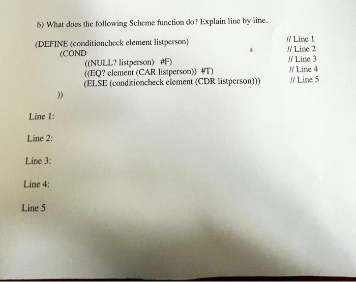 Solved b) What does the following Scheme function do? | Chegg.com