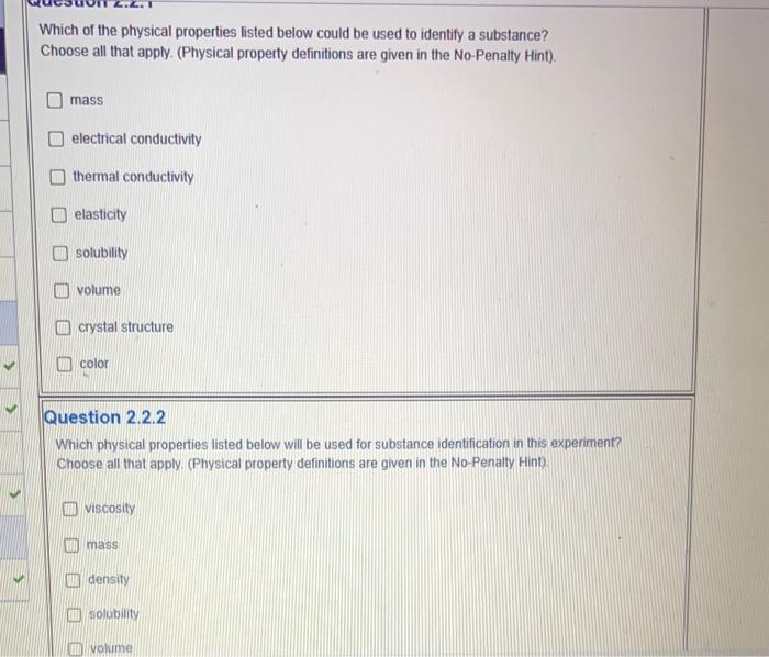 Solved Which of the physical properties listed below could | Chegg.com