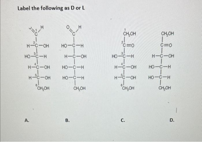 Solved Label the following as D or L | Chegg.com