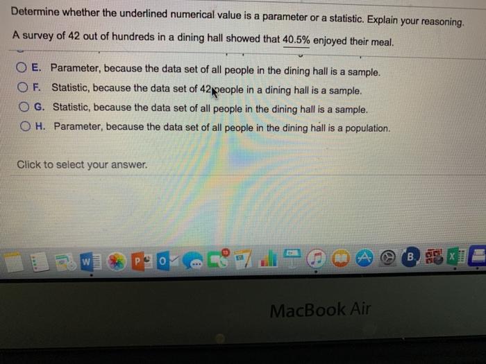 Solved Determine whether the underlined numerical value is a | Chegg.com