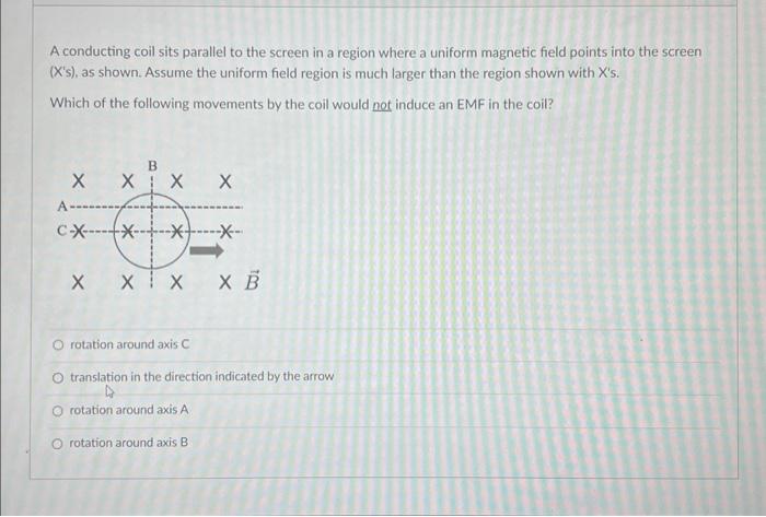 Solved A conducting coil sits parallel to the screen in a | Chegg.com