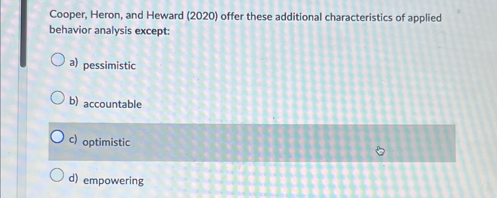 Solved Cooper, Heron, and Heward (2020) ﻿offer these | Chegg.com