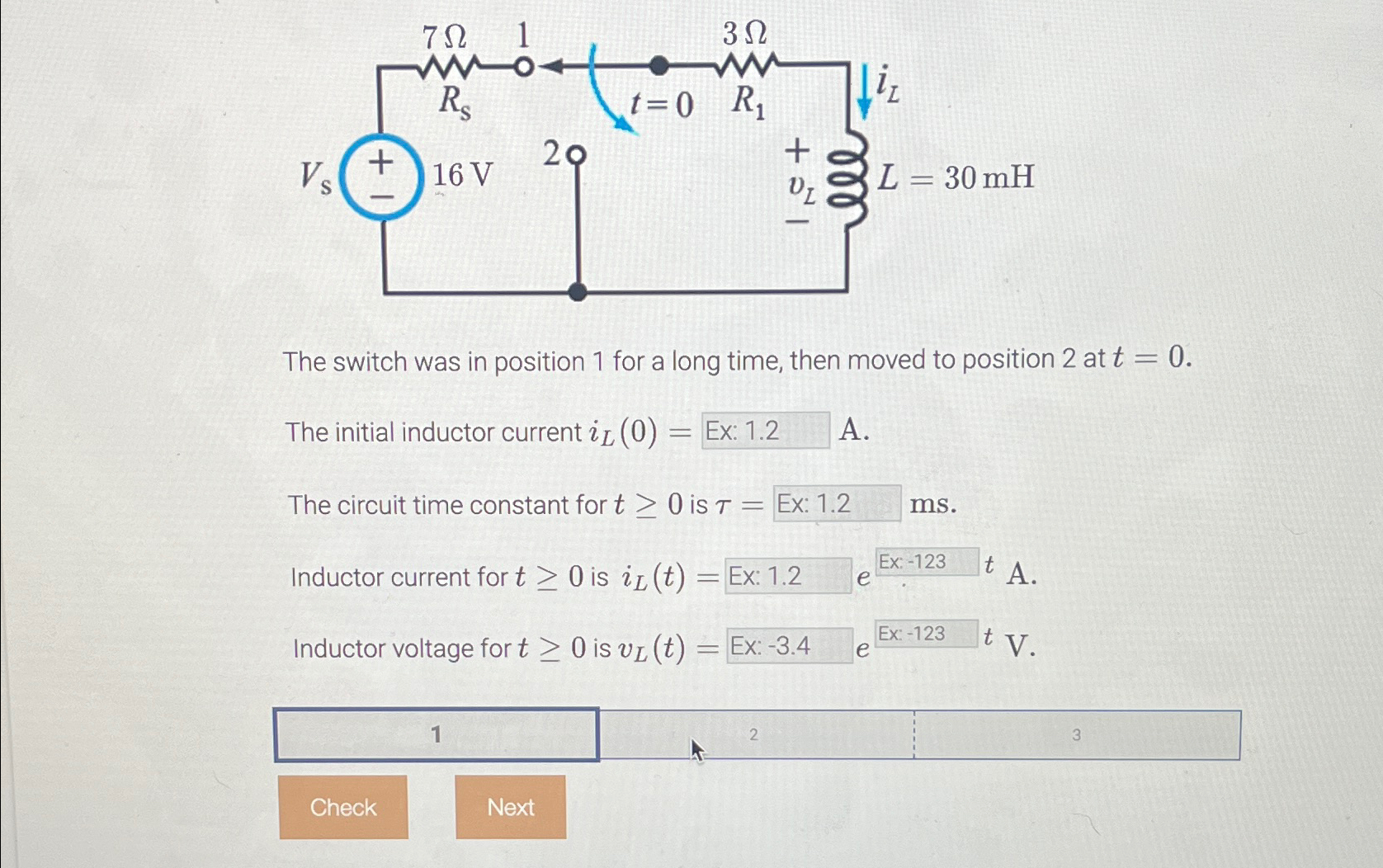 Solved The switch was in position 1 ﻿for a long time, then | Chegg.com