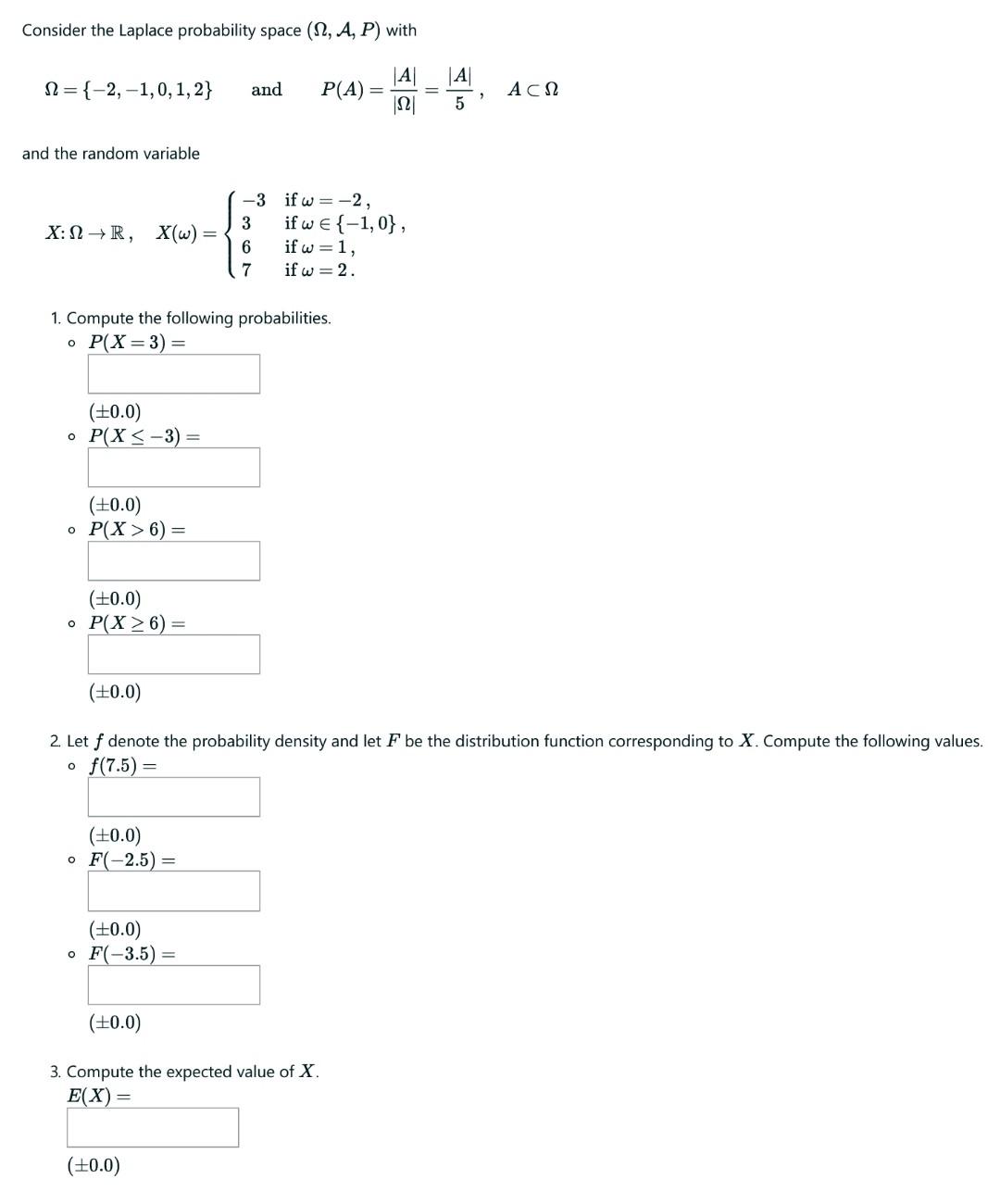 Solved Consider the Laplace probability space (Ω,A,P) with | Chegg.com