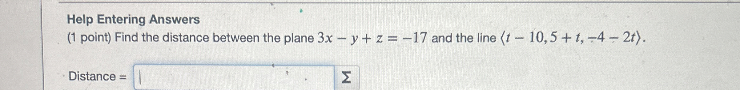 Solved Help Entering Answers(1 ﻿point) ﻿Find the distance | Chegg.com