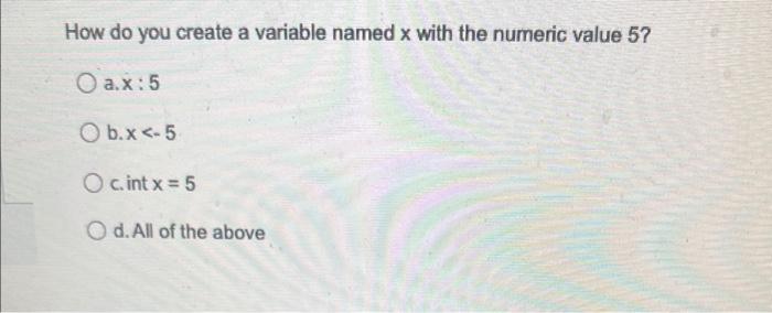 Solved How Do You Create A Variable Named X With The Numeric