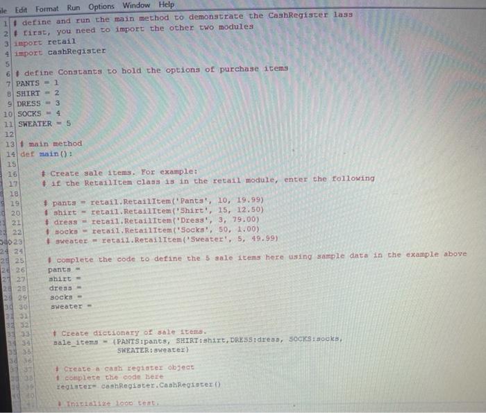 Solved 1. Create a class named Retailitem that holds data | Chegg.com