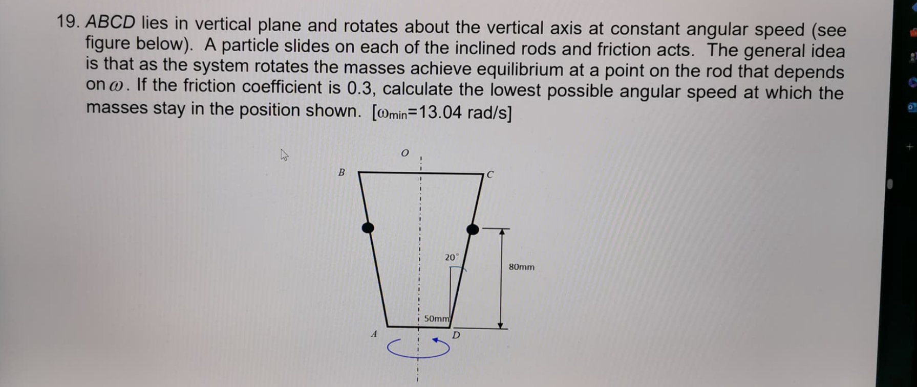 Solved ABCD lies in vertical plane and rotates about the | Chegg.com