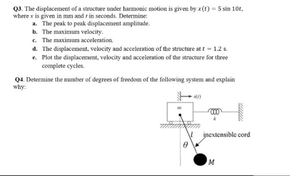 Solved Q3. The displacement of a structure under harmonic | Chegg.com