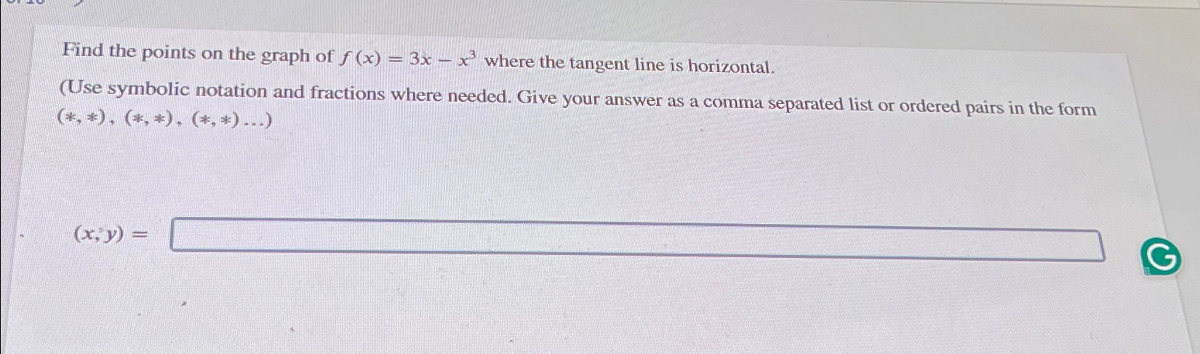 Solved Find the points on the graph of f(x)=3x-x3 ﻿where the | Chegg.com