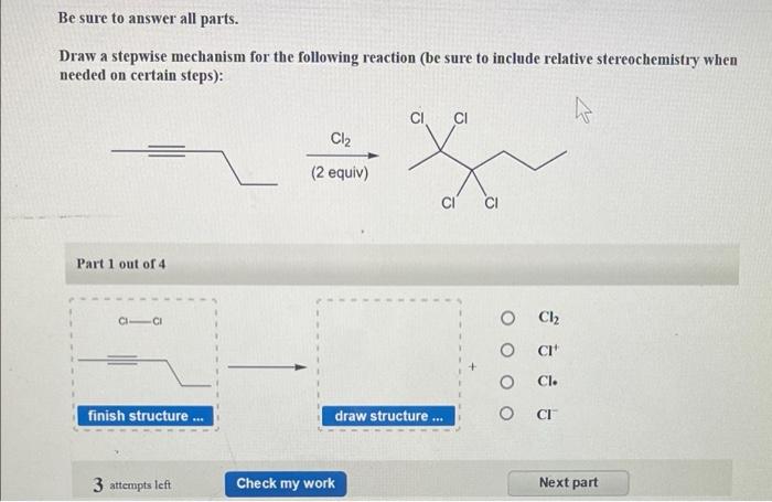 Solved Be sure to answer all parts. Draw a stepwise | Chegg.com