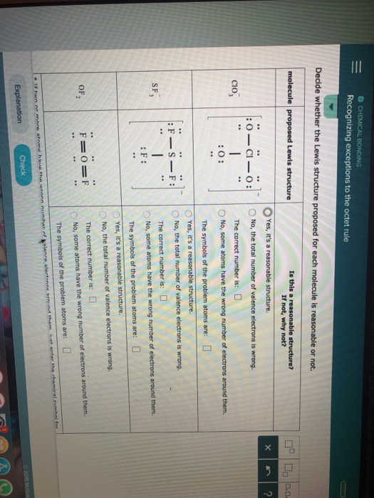 Solved O: O O O CHEMICAL BONDING Recognizing exceptions to | Chegg.com