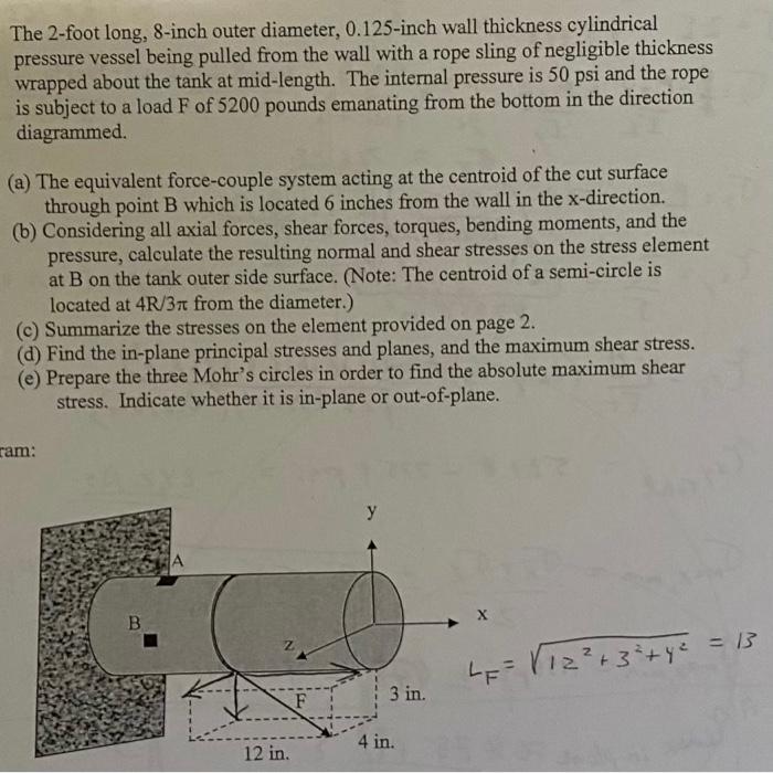 Solved The 2-foot long, 8-inch outer diameter, 0.125-inch | Chegg.com