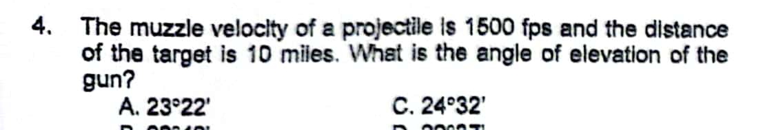 Solved The muzzle veloclty of a projectile is 1500fps ﻿and | Chegg.com