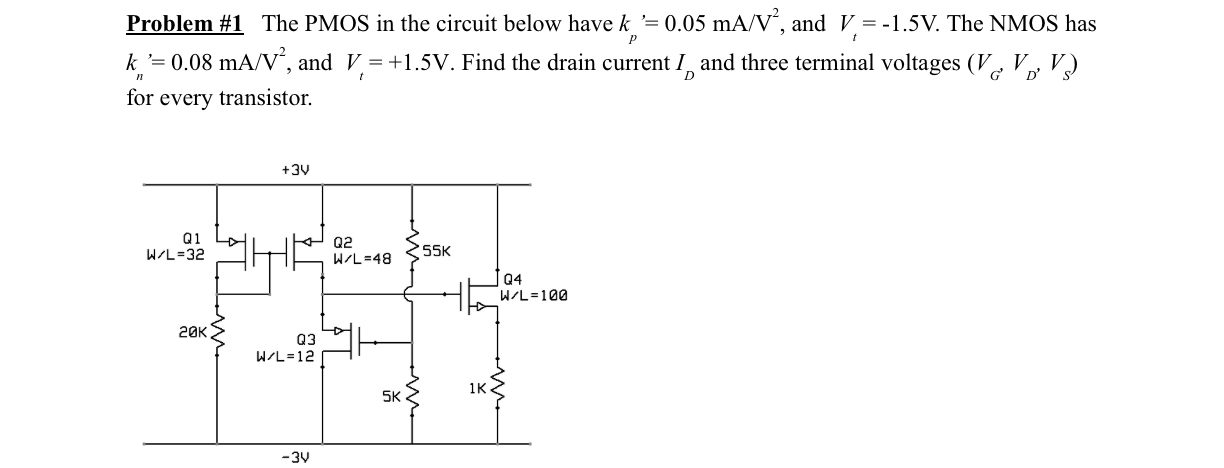 Solved Problem #1 ﻿The PMOS in the circuit below have | Chegg.com
