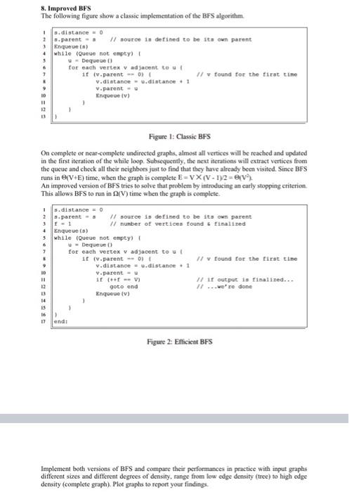 8. Improved BFS The following figure show a classic | Chegg.com