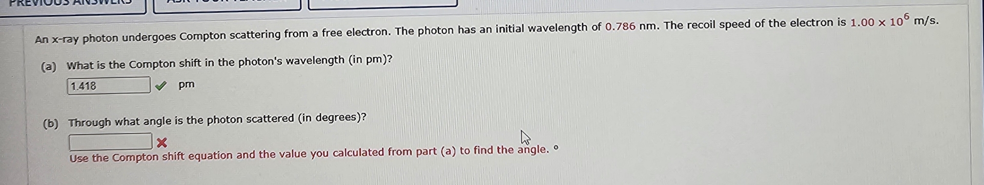 An x-ray photon undergoes Compton scattering from a | Chegg.com