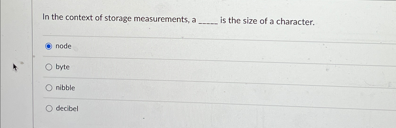 Solved In the context of storage measurements, a is the size | Chegg.com