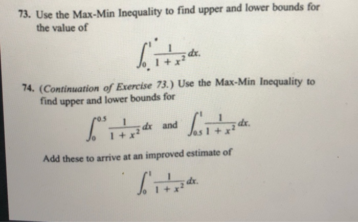 Solved 73. Use the Max-Min Inequality to find upper and | Chegg.com