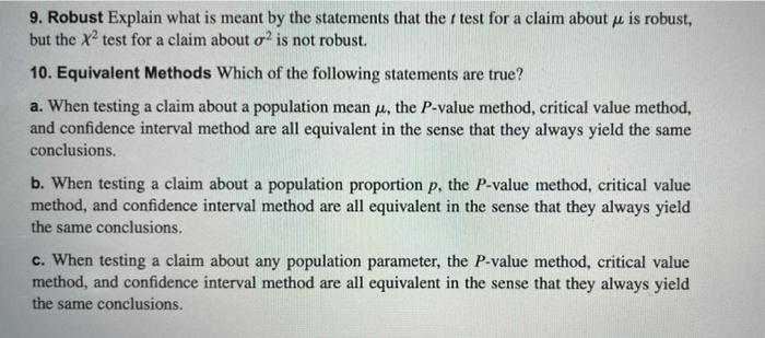 Solved 9. Robust Explain what is meant by the statements | Chegg.com