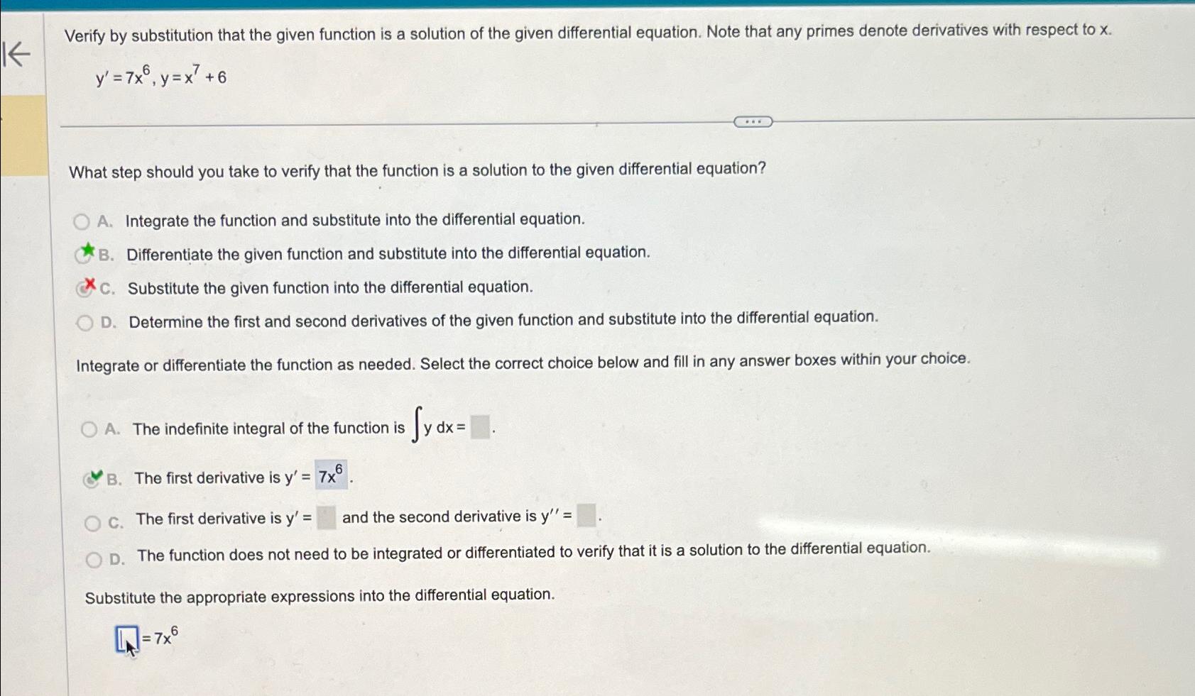 Solved Verify by substitution that the given function is a | Chegg.com
