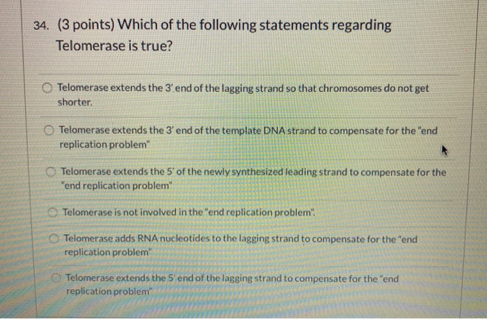 Solved 34. (3 points) Which of the following statements | Chegg.com