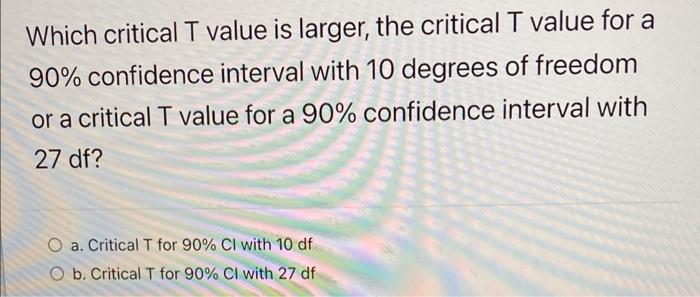 Solved Which critical T value is larger, the critical T | Chegg.com