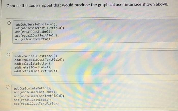 Solved Graphical User Interfaces (GUI) Note: All of the GUI | Chegg.com