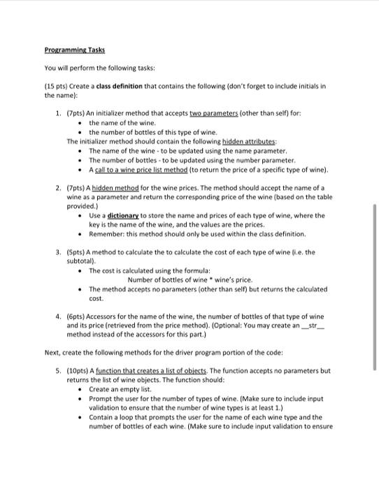 Solved Programming Tasks You will perform the following | Chegg.com