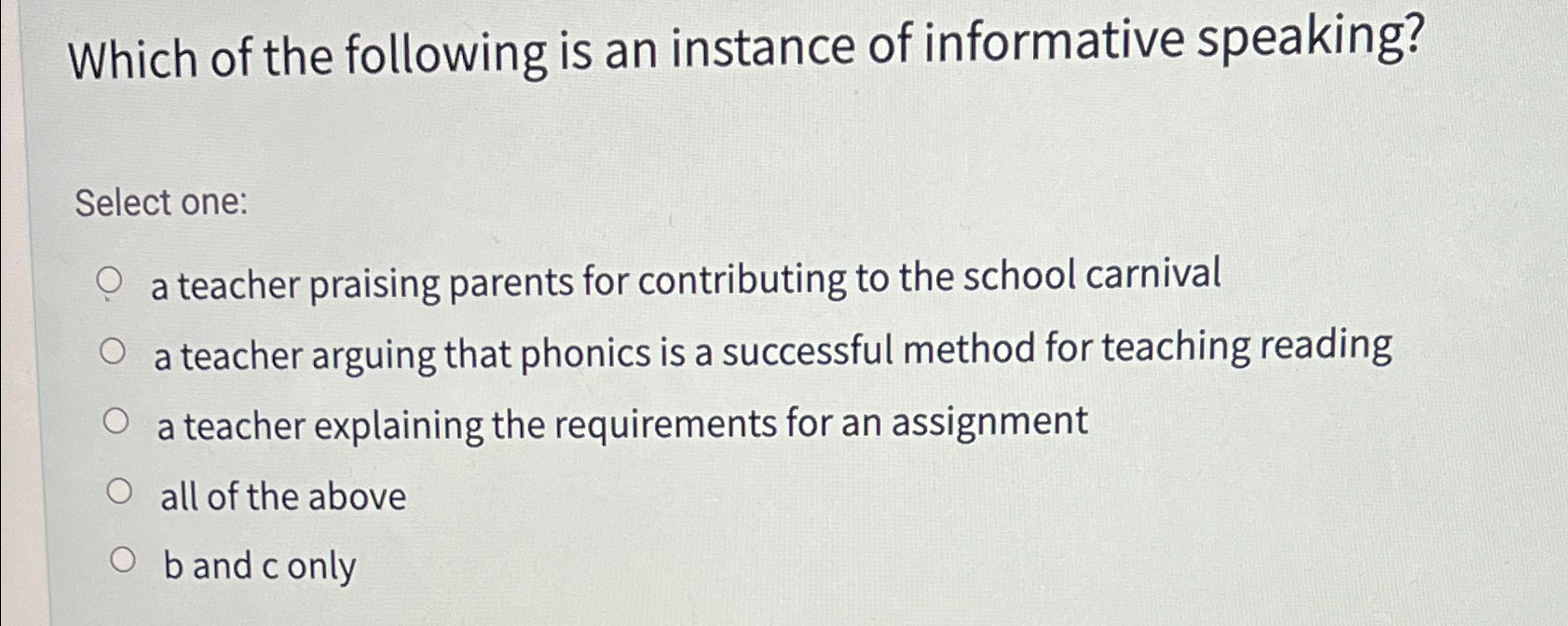 Solved Which of the following is an instance of informative | Chegg.com