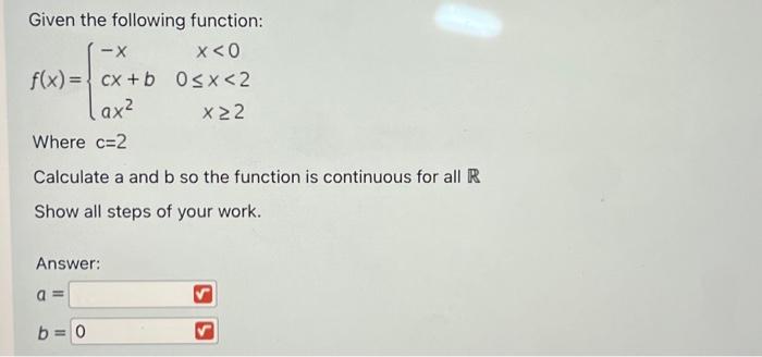 Solved Given the following function: | Chegg.com