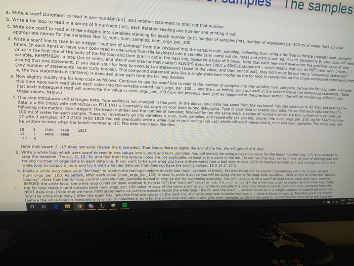 Solved The samples a. Write a scanf statement to read in one | Chegg.com