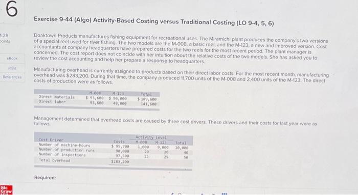 Solved Exercise 9-44 (Algo) Activity-Based Costing versus | Chegg.com