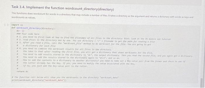 Task 3.4. Implement the function wordcount | Chegg.com