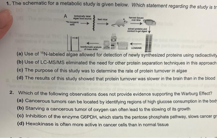 Solved 1. The schematic for a metabolic study is given | Chegg.com