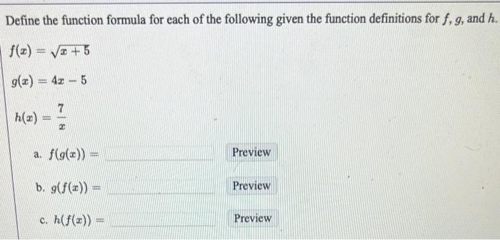 Solved Define The Function Formula For Each Of The Following 