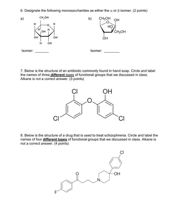 6. Designate the following monosaccharides as either | Chegg.com