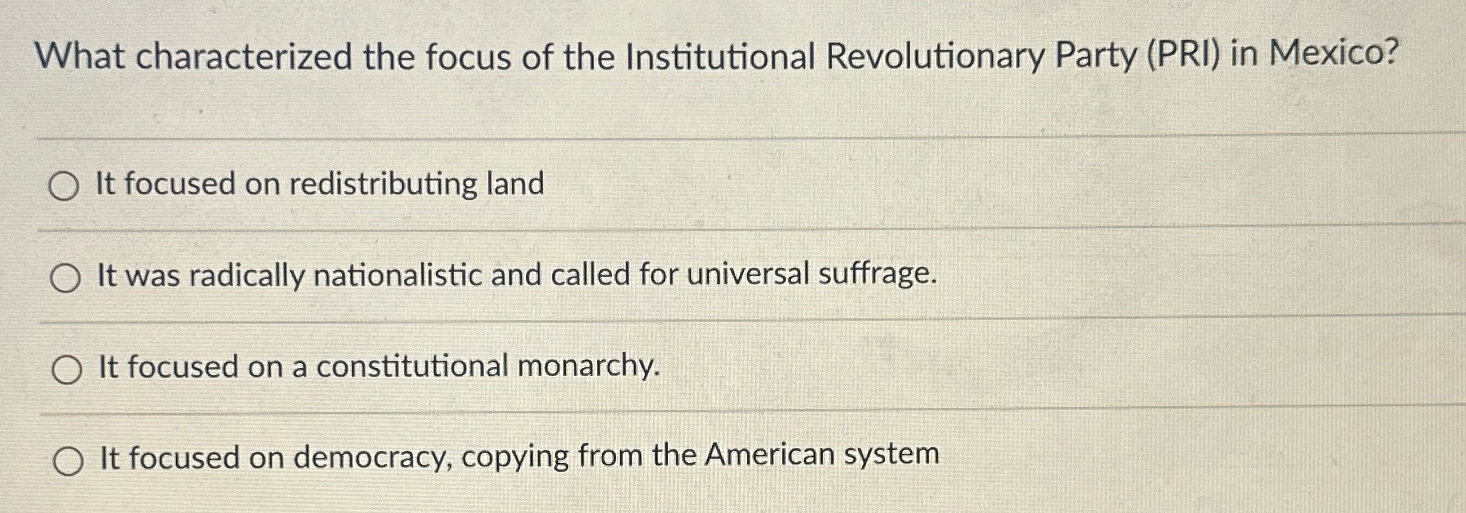 Solved What characterized the focus of the Institutional | Chegg.com